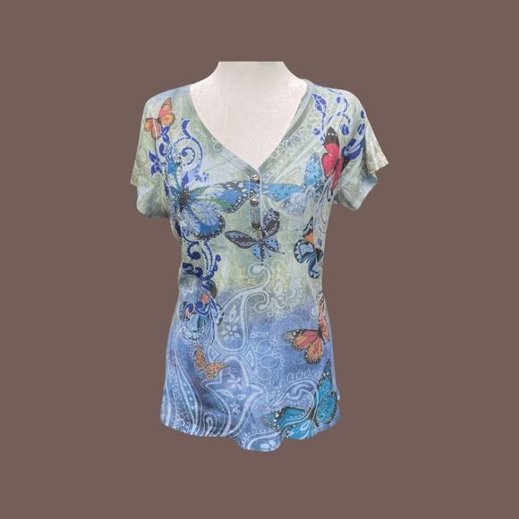 Unity World Wear | Tops | Y2k Unityworld Wear Womens Blue Green ...